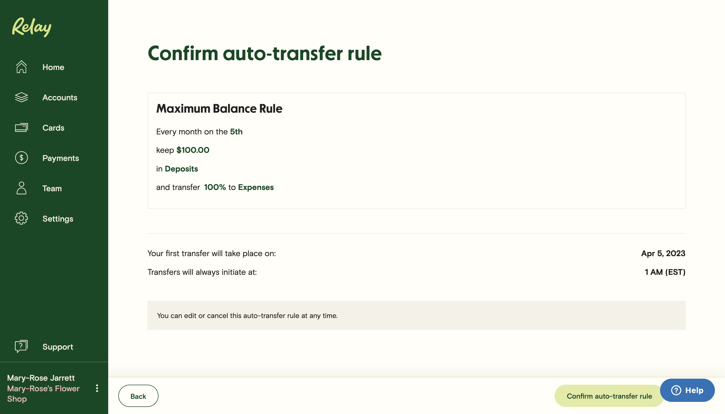 Editing Auto-Transfer Rules – Relay Financial