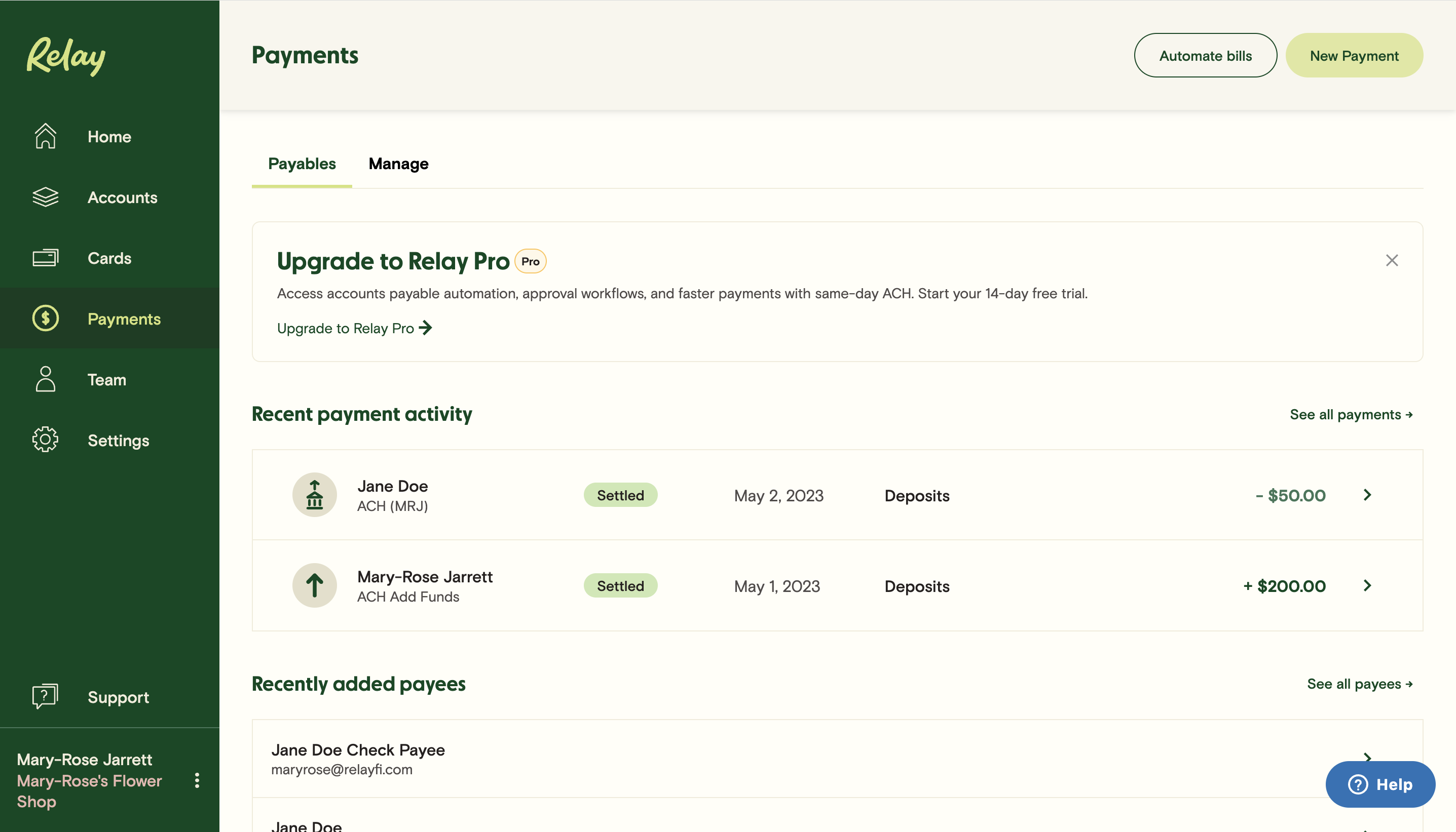 Sending a check payment – Relay Financial