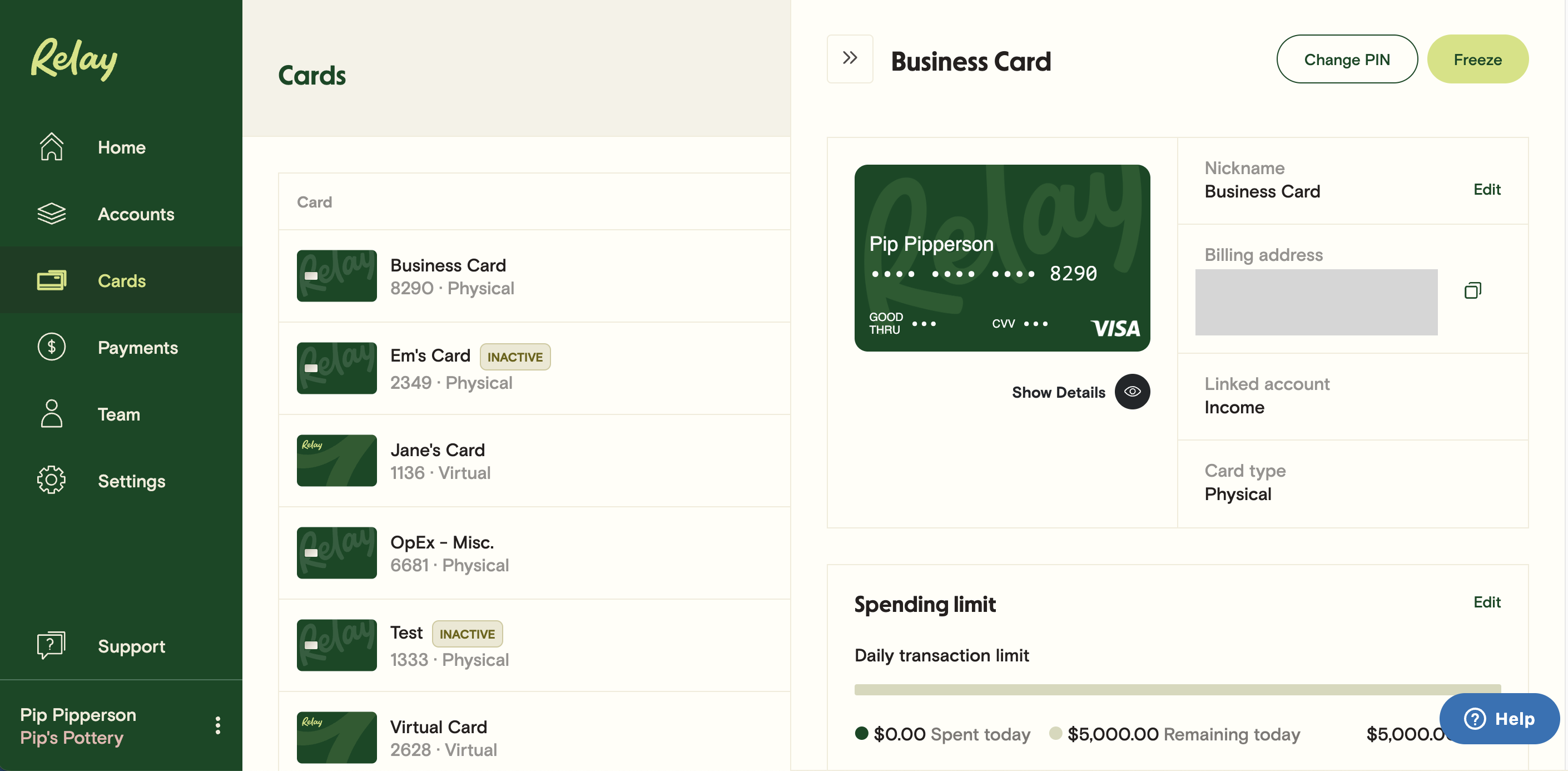 Editing your Relay Card – Relay Financial