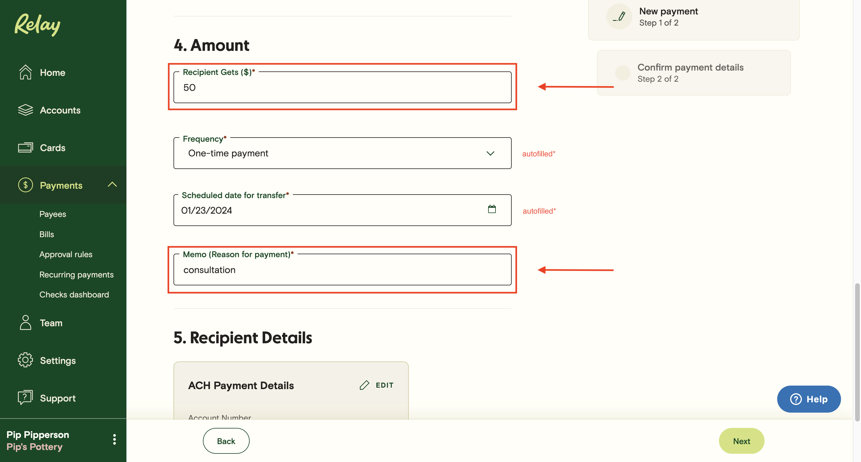Sending a same-day ACH – Relay Financial