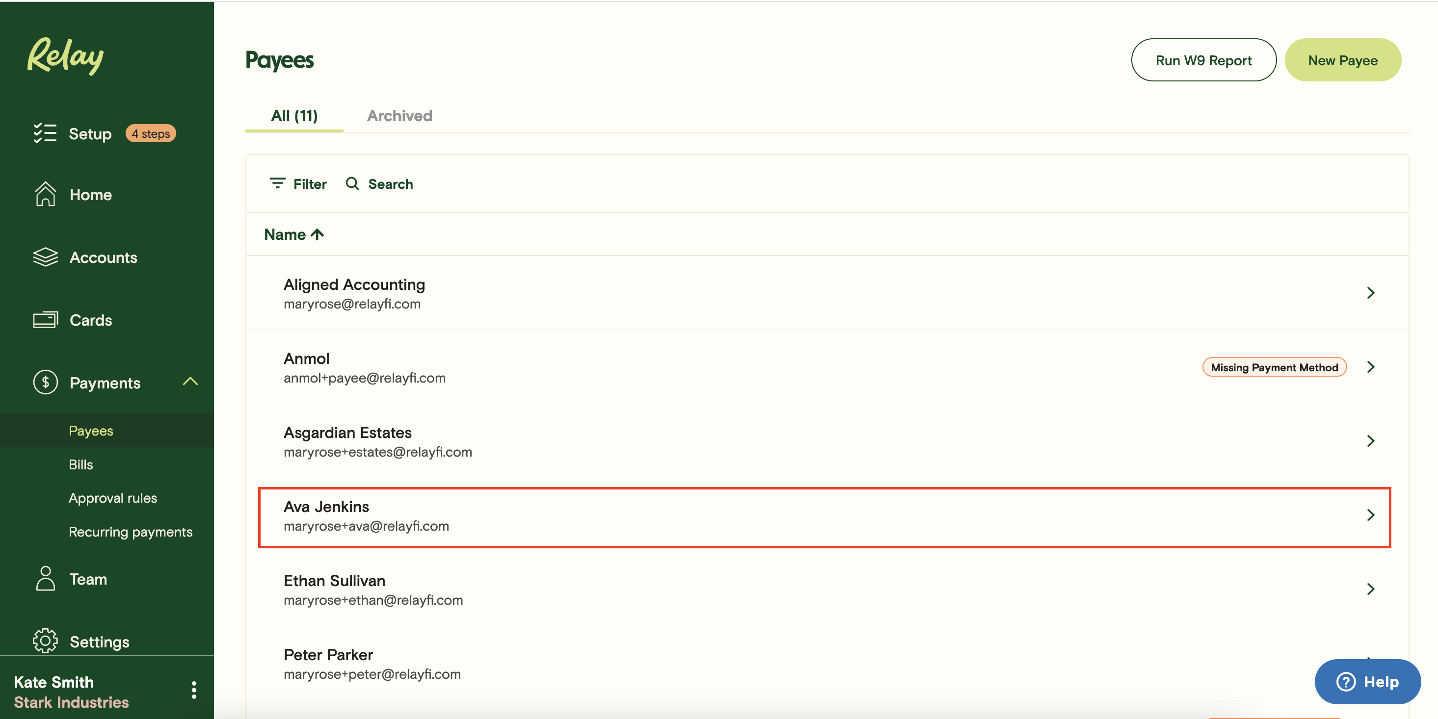 Adding and archiving a payee – Relay Financial
