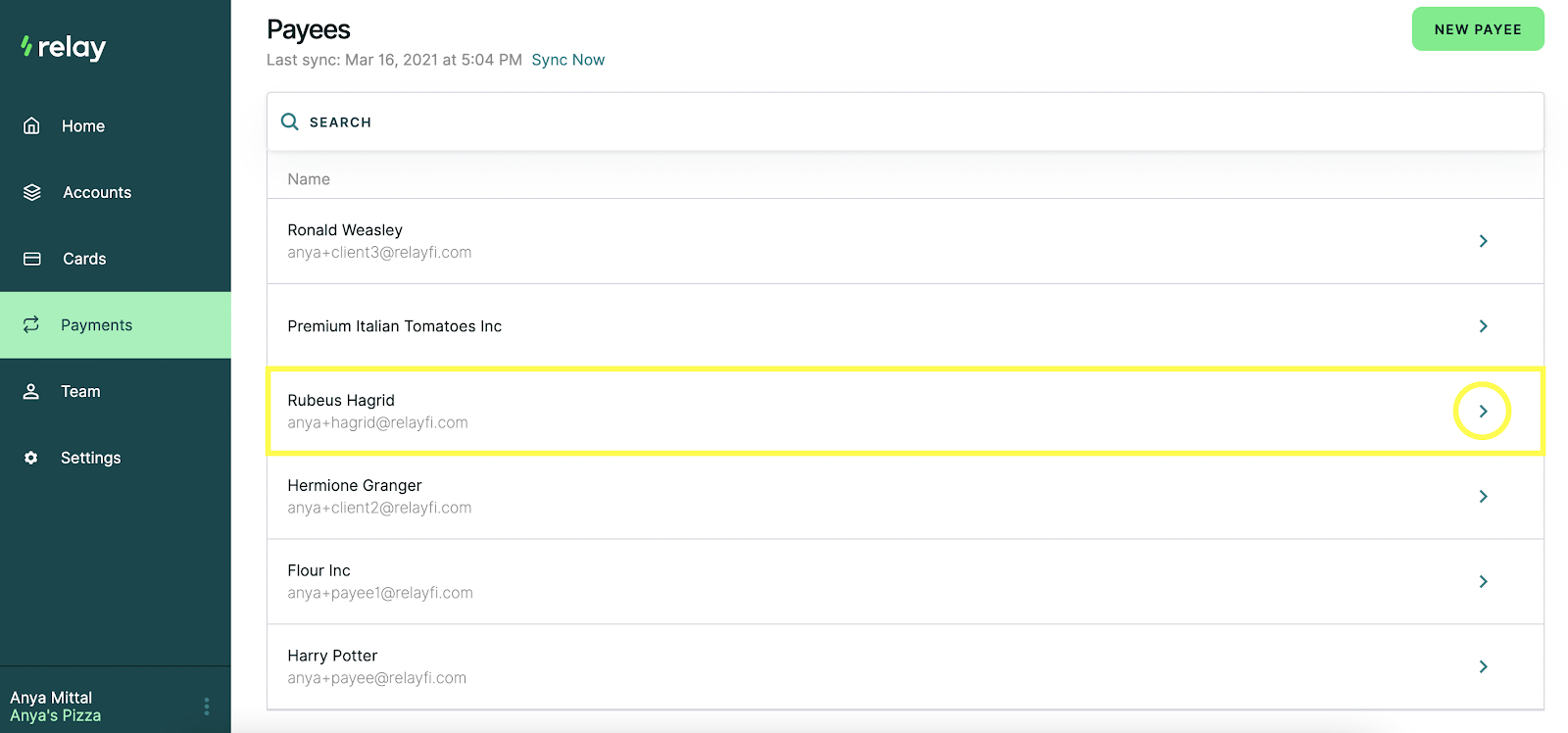 Requesting Payment Information from Payees – Relay Financial