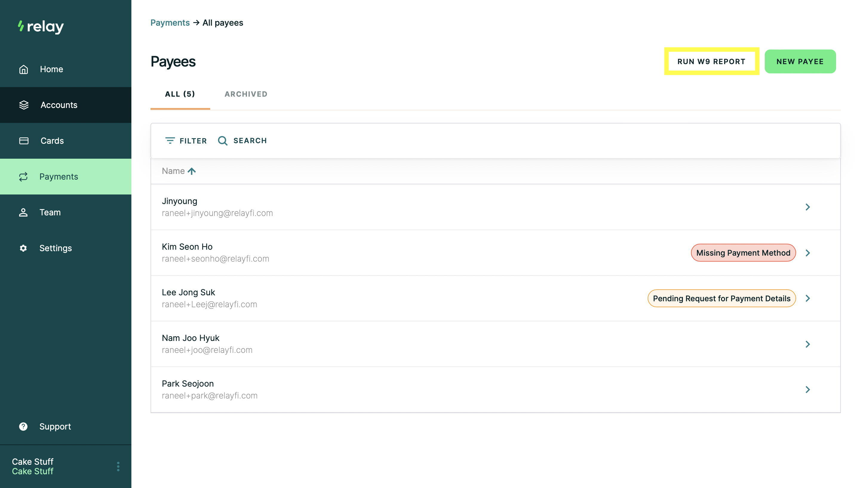Requesting Payment Information from Payees – Relay Financial