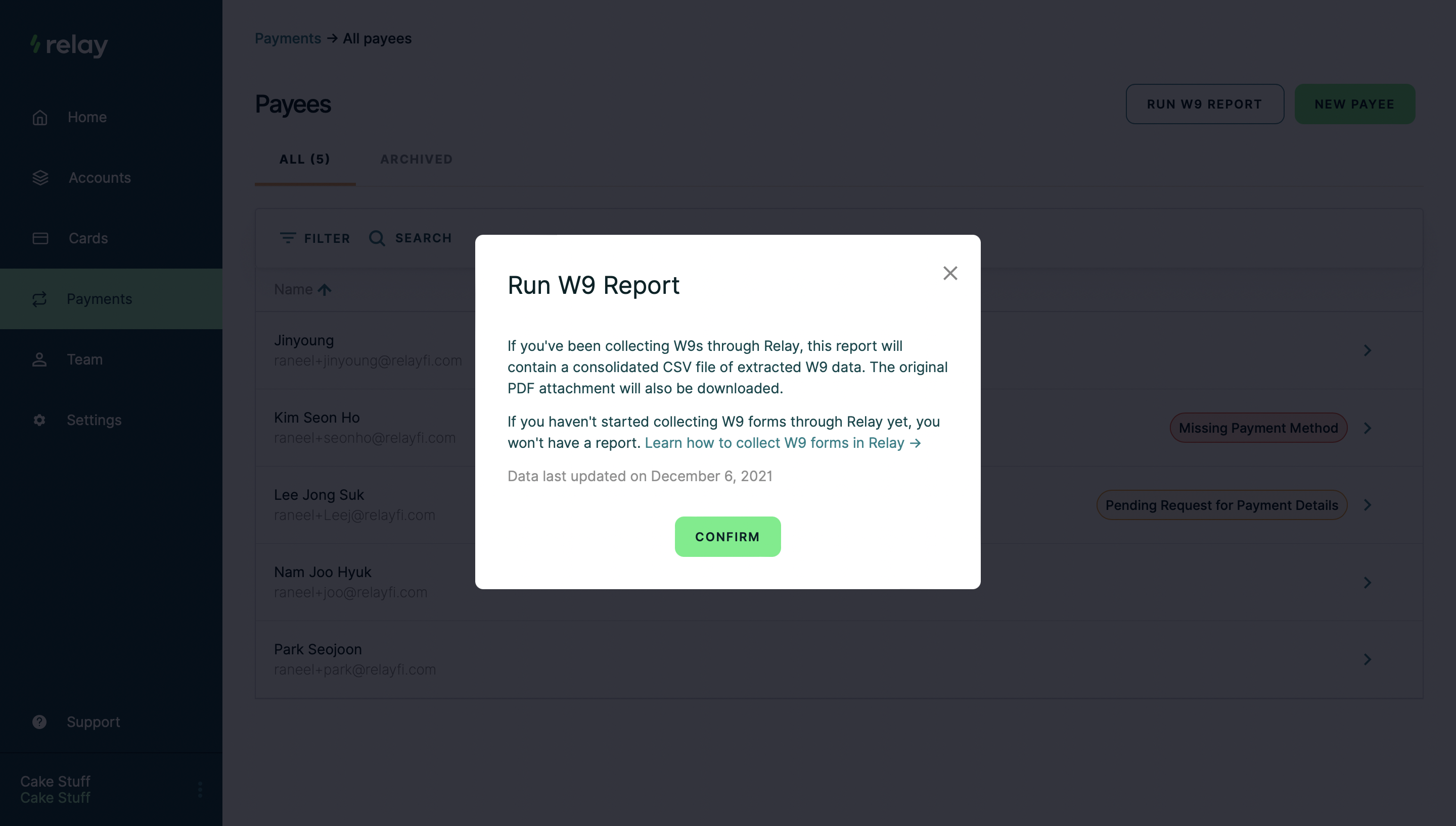 Requesting Payment Information from Payees – Relay Financial