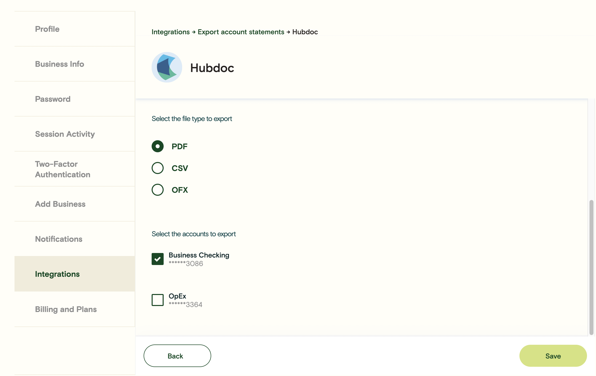 Exporting your account statements to Hubdoc, Receipt Bank, and more ...