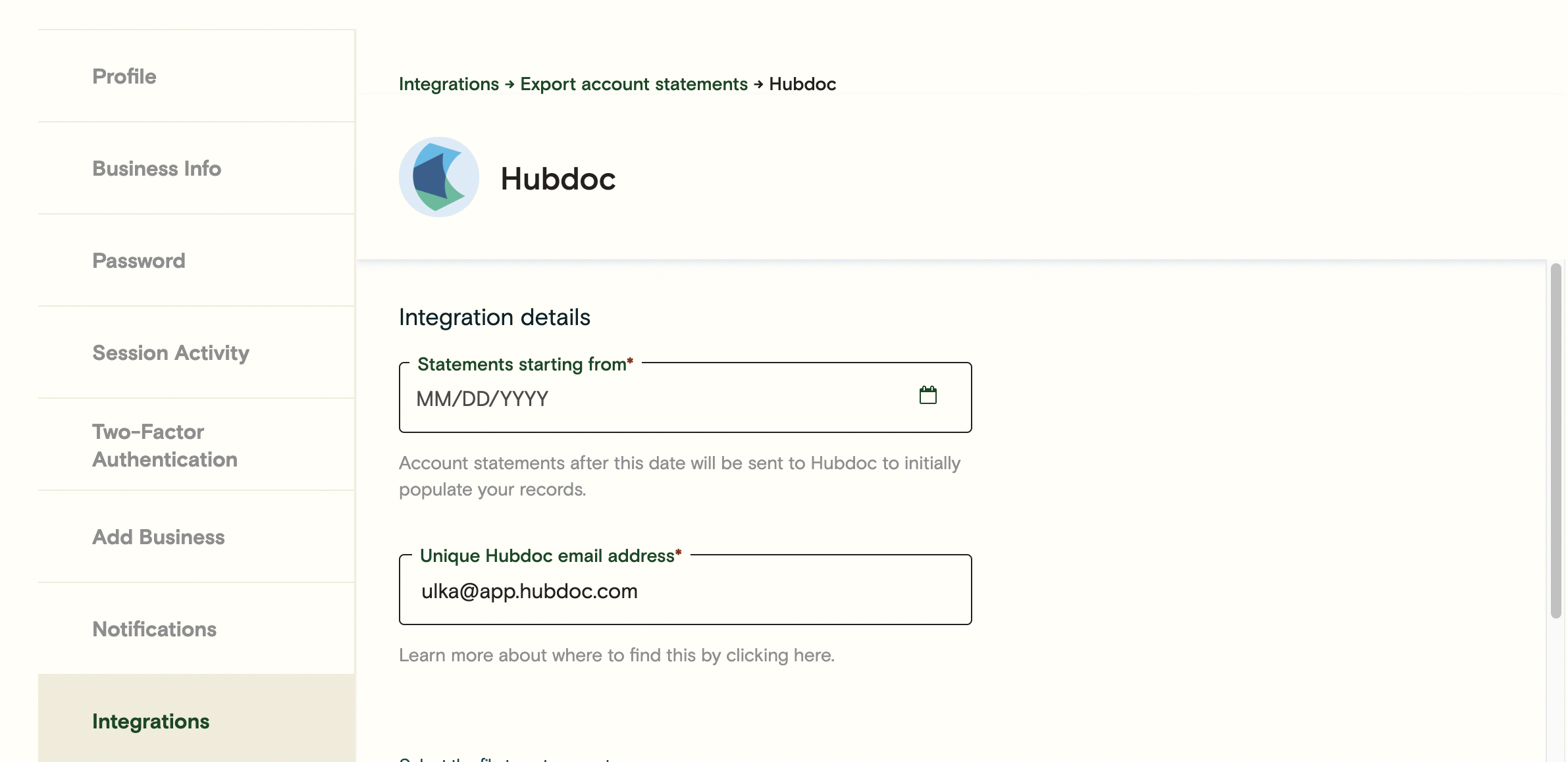 Exporting your account statements to Hubdoc, Receipt Bank, and more ...