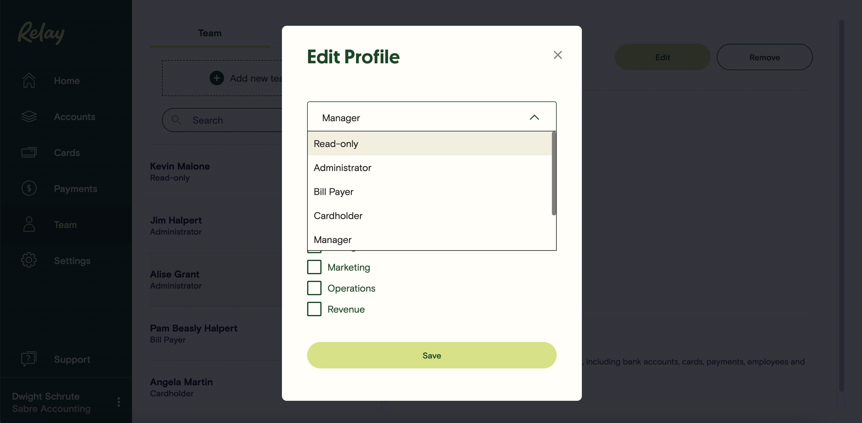 Editing Permission Levels – Relay Financial