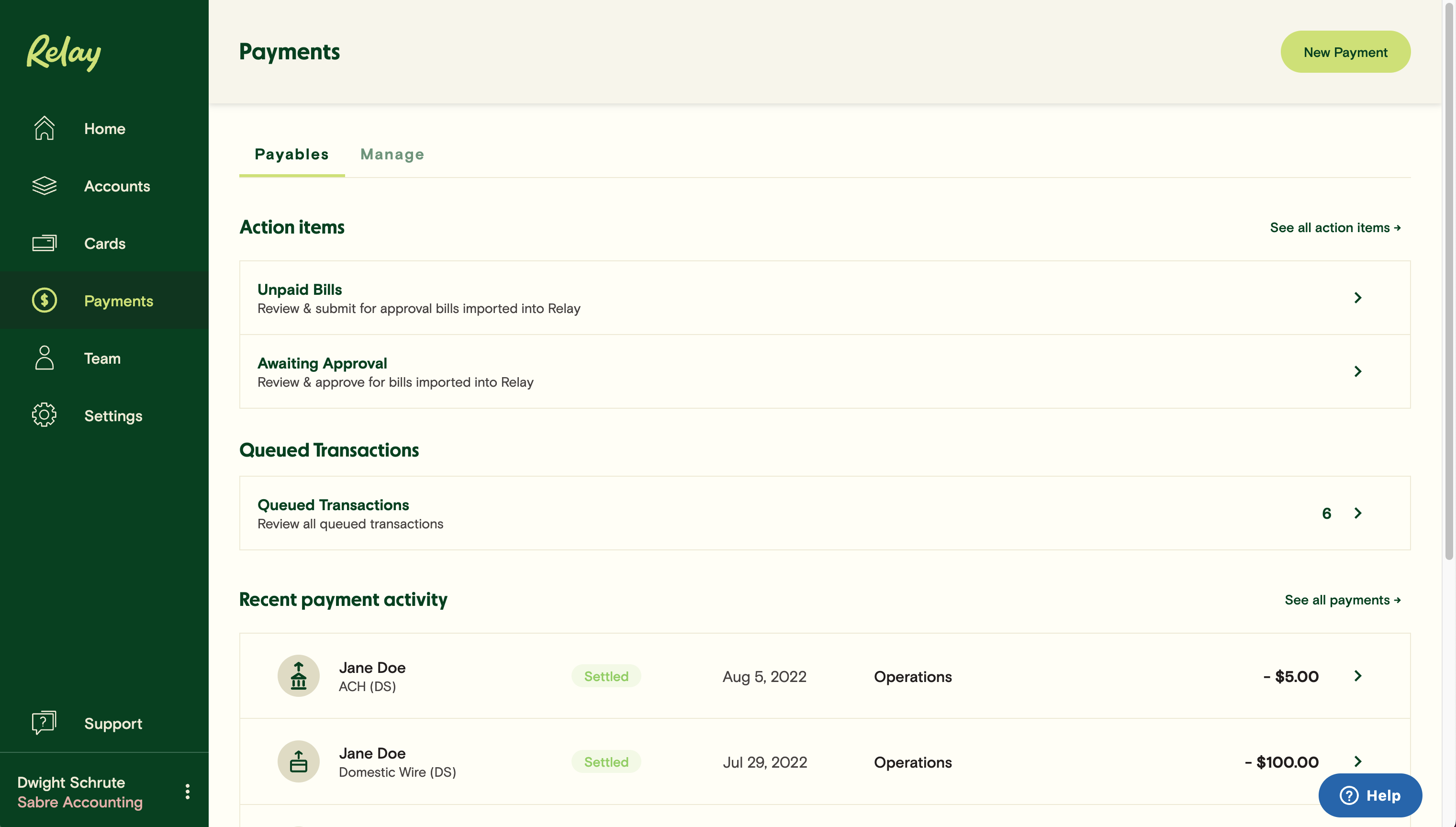 Requesting payment information from payees – Relay Financial